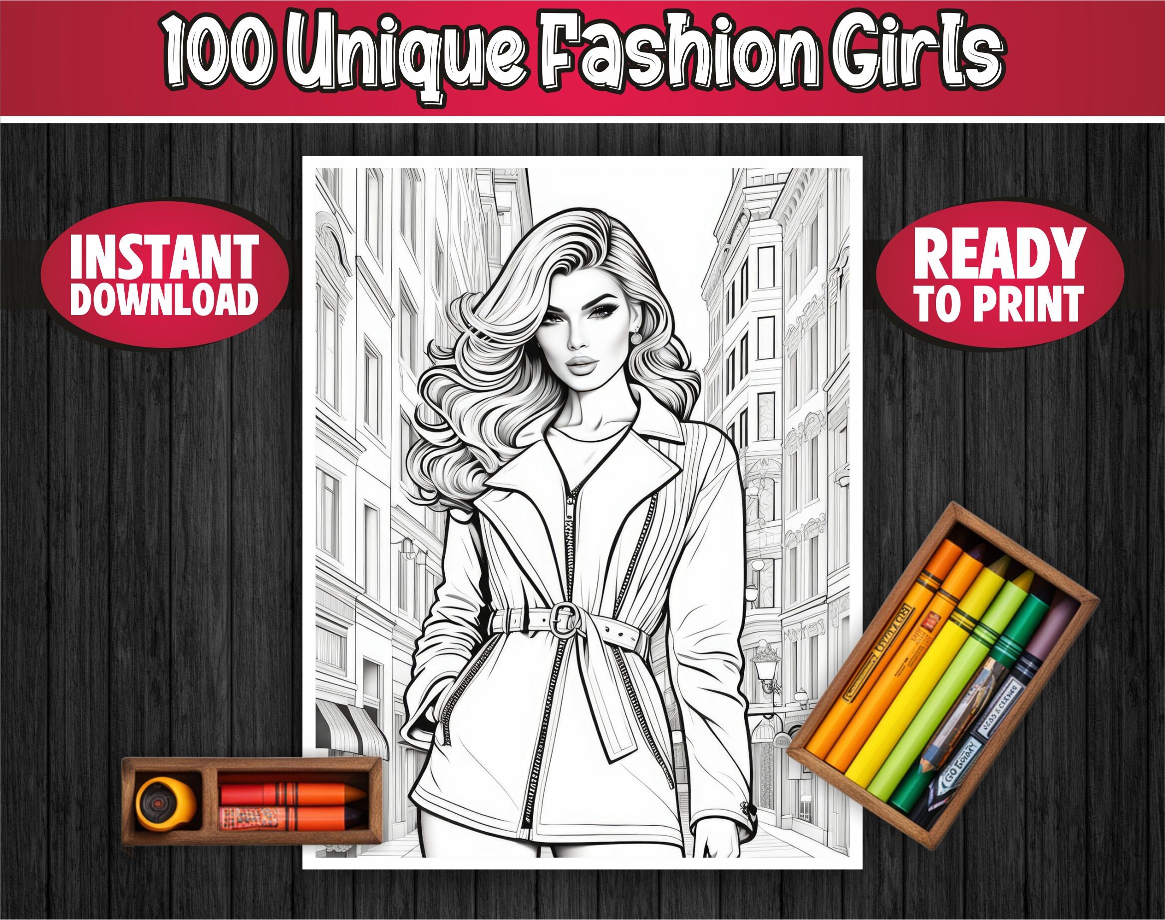 Fashion Girls Coloring Book – 100 Fashion Girls Coloring Pages ...