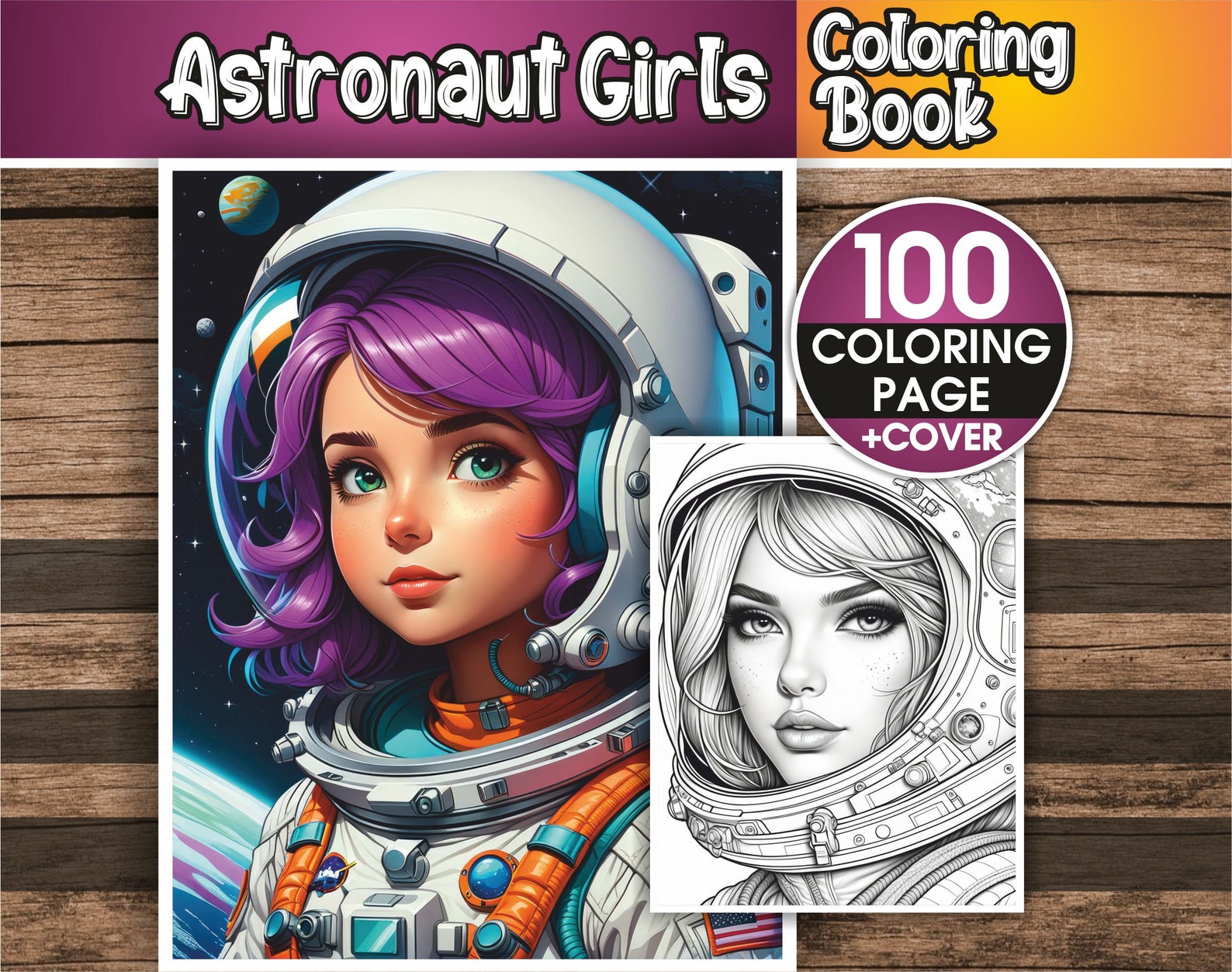 Astronaut Girls Coloring Book – 100 Astronaut Girls Coloring Pages for ...