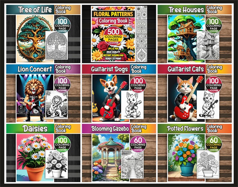 5000 Coloring Pages MEGA BUNDLE 48 Coloring Book Bundle Coloring Books ...