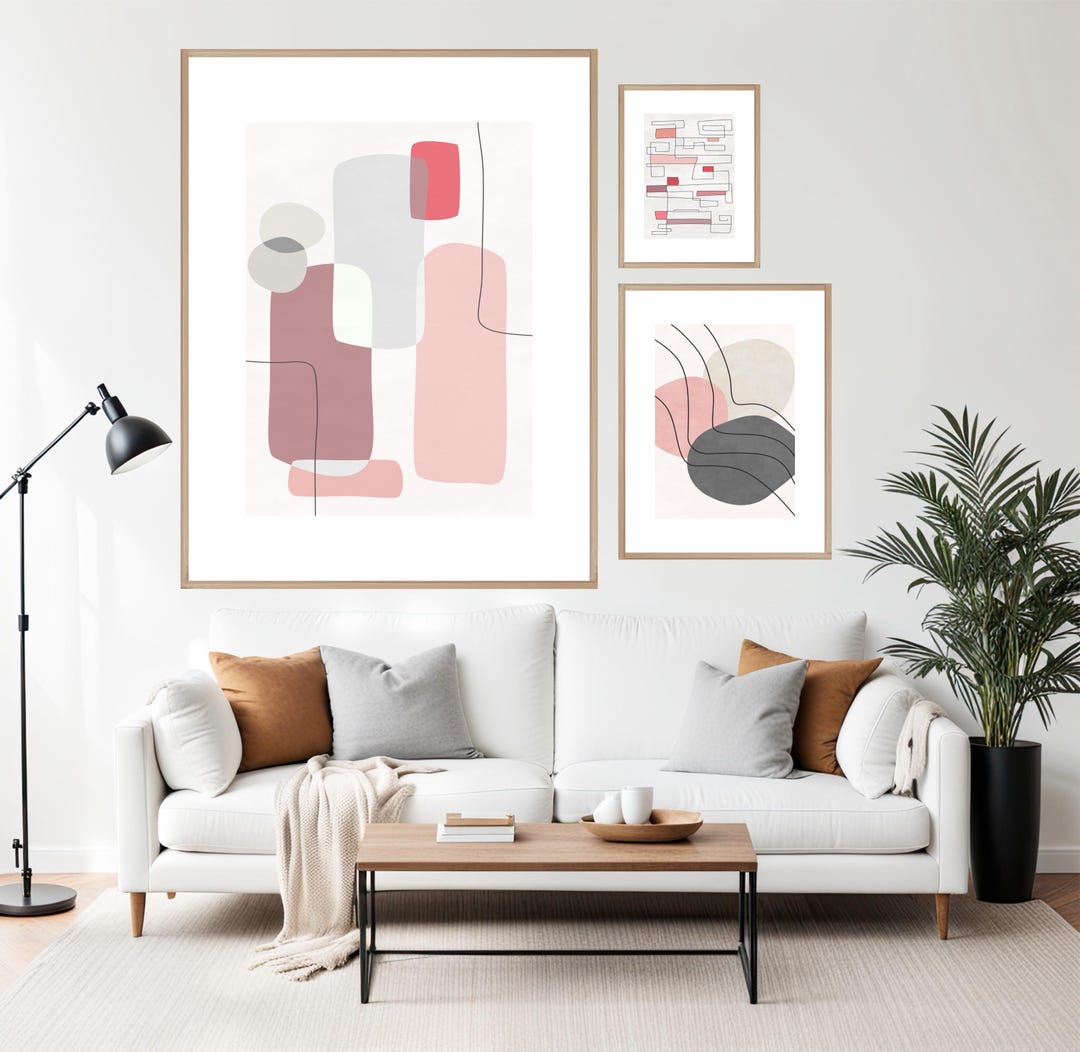 Minimalist Abstract Art Prints Set | Neutral Boho Decor (digital ...