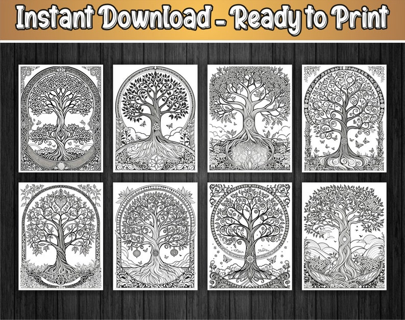 Tree of Life Coloring Book – 100 Tree of Life Coloring Pages - Instant ...