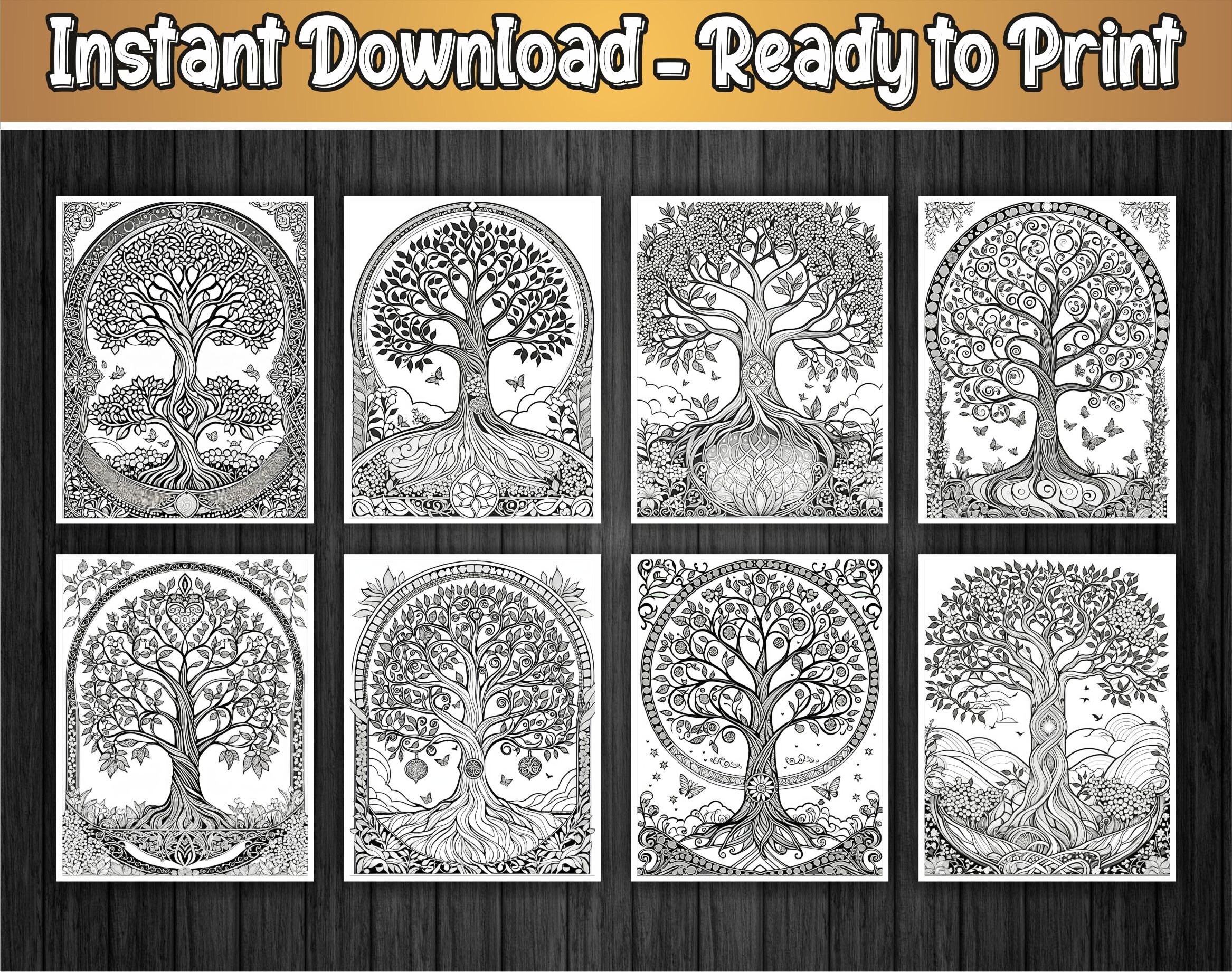 Tree of Life Coloring Book – 100 Tree of Life Coloring Pages - Instant ...