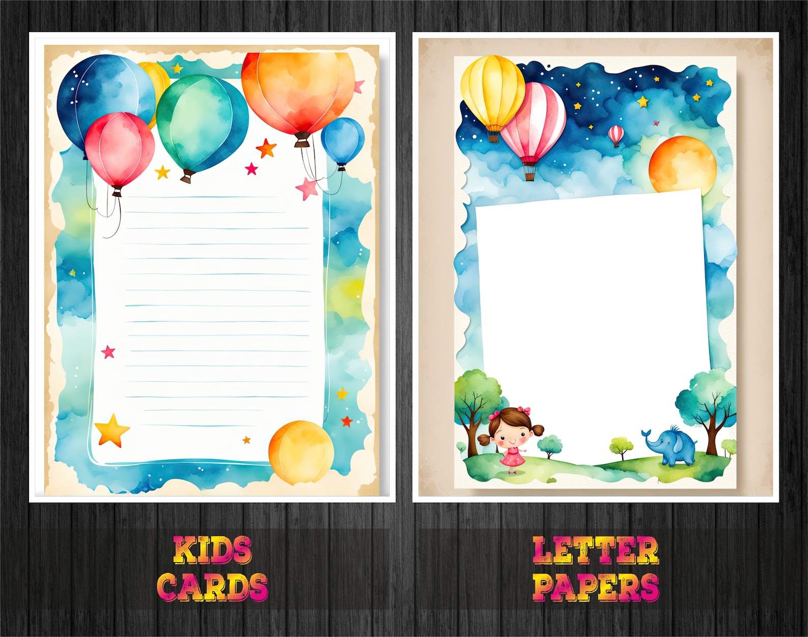 Kids Note Cards - 120 Digital Prints - Digital Papers – Junk Journal ...