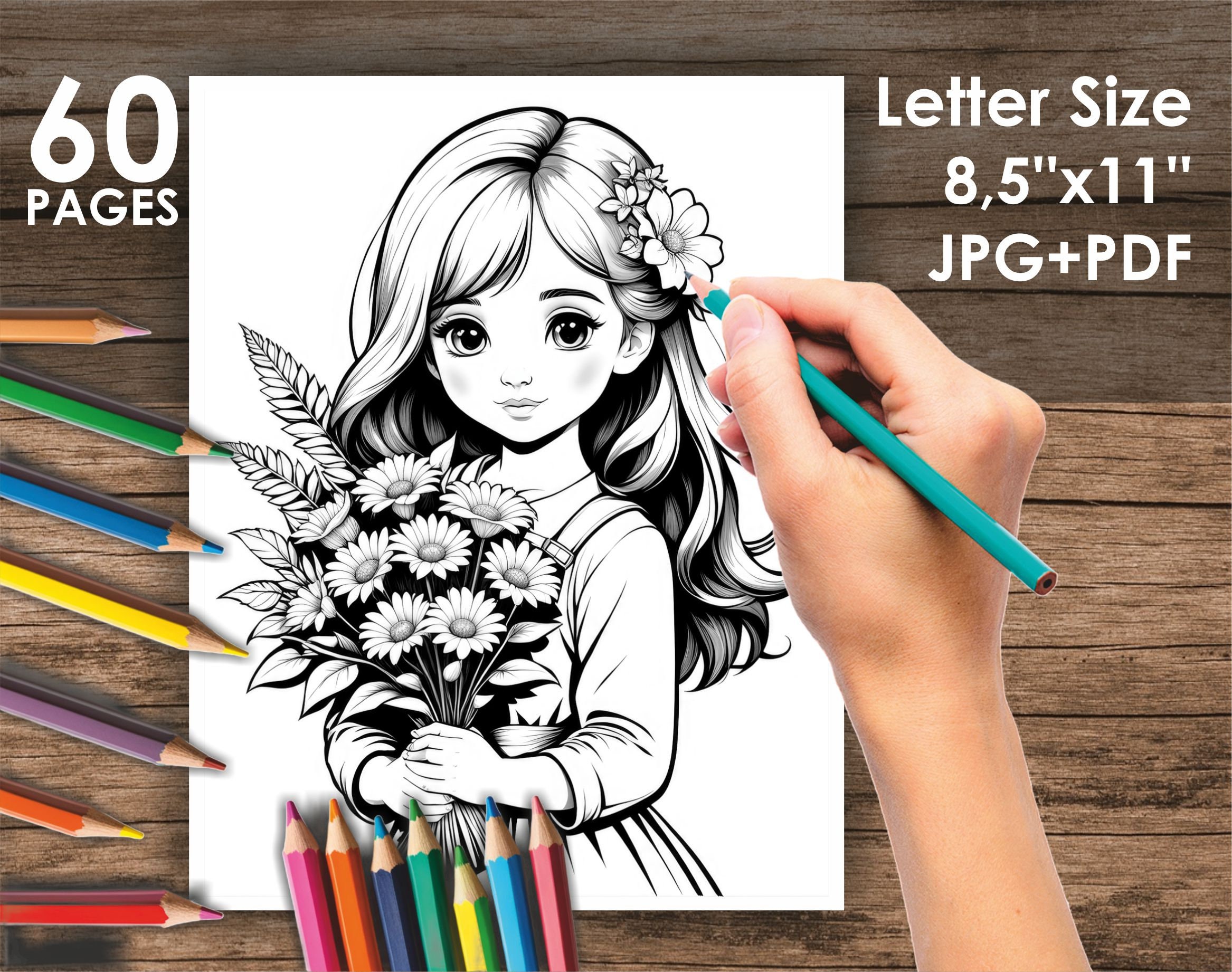 Flower Girl Coloring Book – 60 Flower Girls Coloring Pages for Adults ...