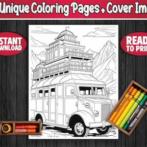 Adventure Vehicles Coloring Book – 100 Pages, Trucks, Cars (digital ...