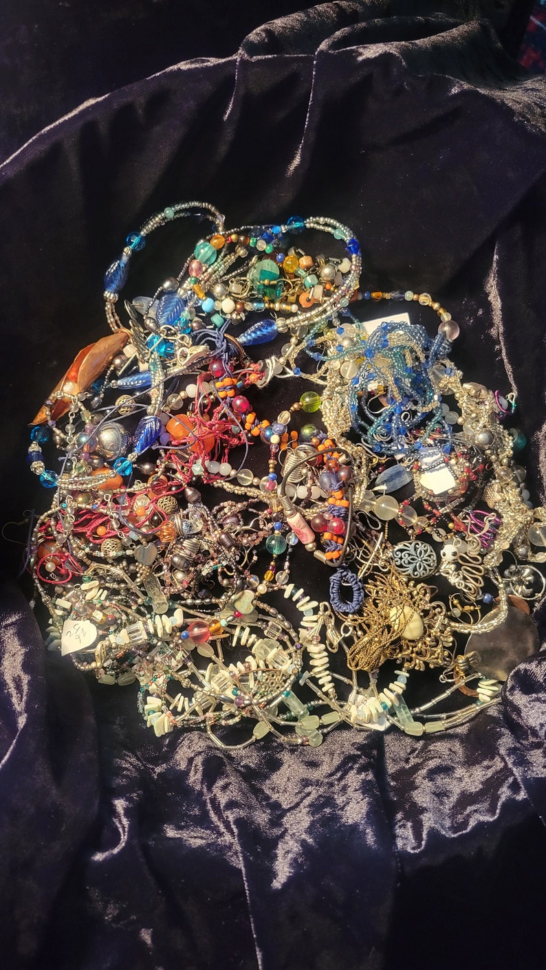 1 LB Unfinished Unsellables Junk Jewelry for Crafting, Beading, Scrap ...