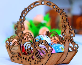 Easter Laser Cut File Chicken With Eggs and Flowers Multilayer SVG ...