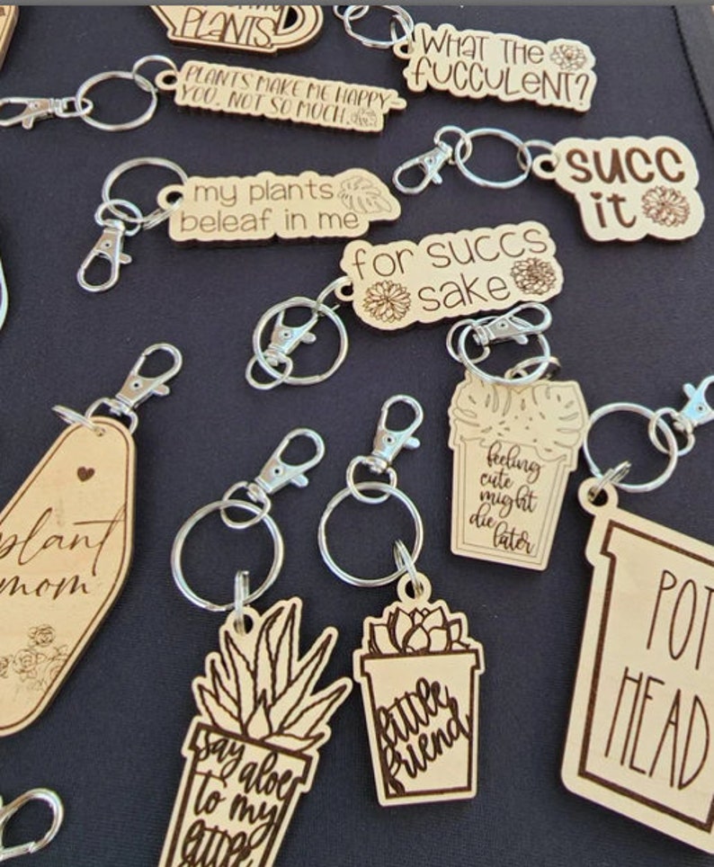 Funny Plant Lovers Keychain SVG File for Digital Download Set of 10 for ...