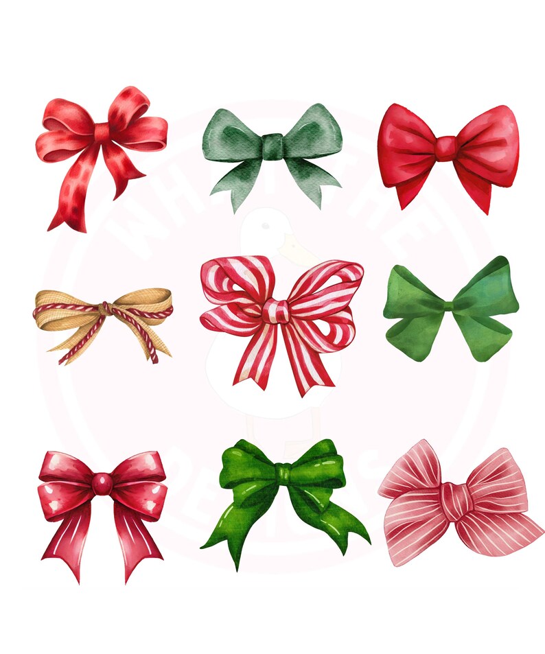 Christmas Bows PNG Download | Holiday Digital Bow Clipart | Printable ...