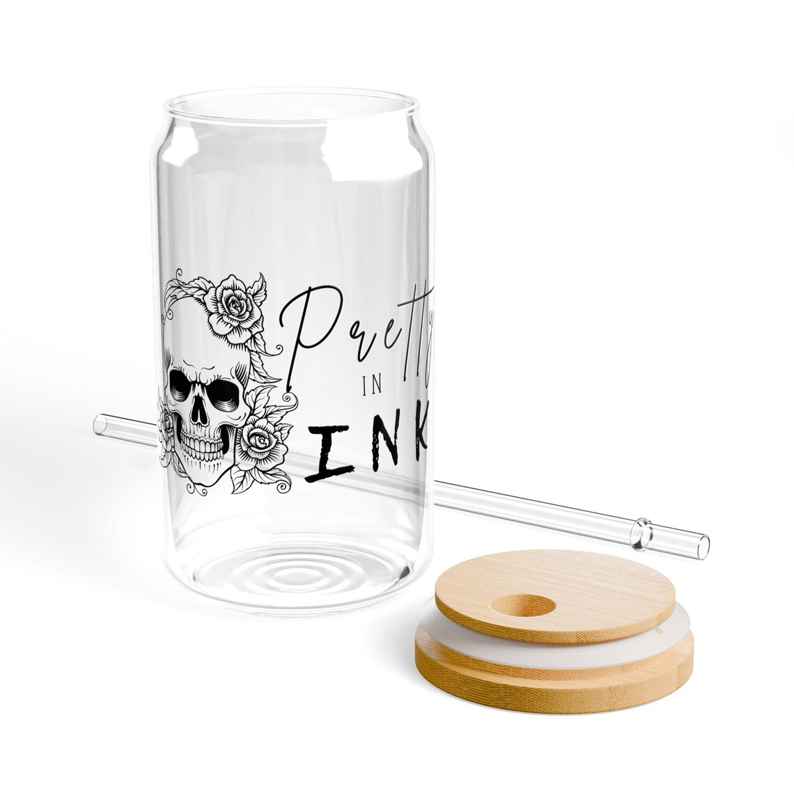 Sipper Glass, Pretty in Ink Tattoo Life Cup, 16oz Gift for Tattoo ...