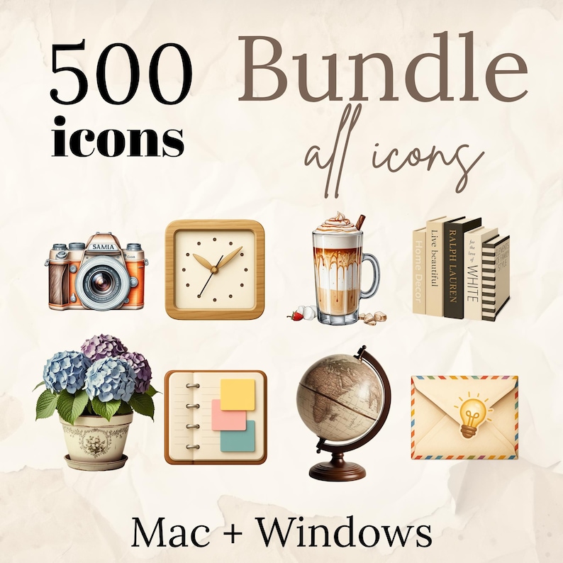 500 Aesthetic Desktop Icons for Mac & Windows | Realistic Folder Icon ...