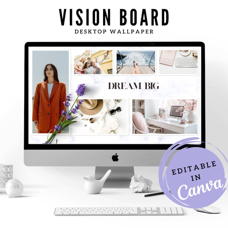 Vision Board Desktop Wallpaper, Canva Template, Moodboard Template - Etsy