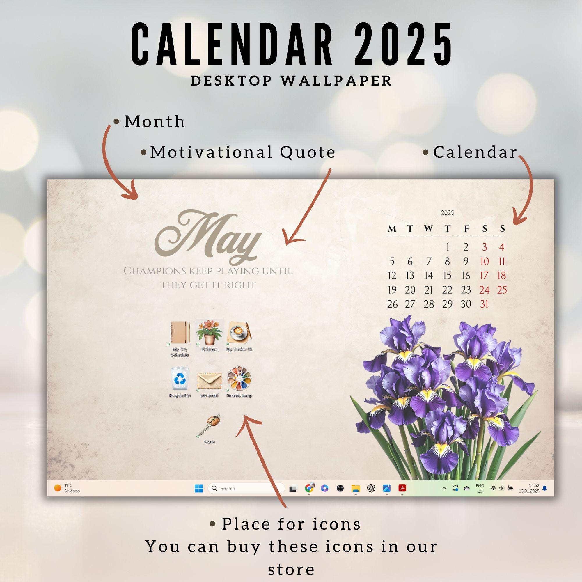2025 Calendar Desktop Wallpaper for PC, Imac & MacBook - Stylish ...