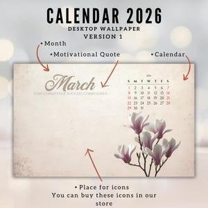 2026 Calendar Desktop Wallpaper for PC, Imac & MacBook | Floral Digital ...
