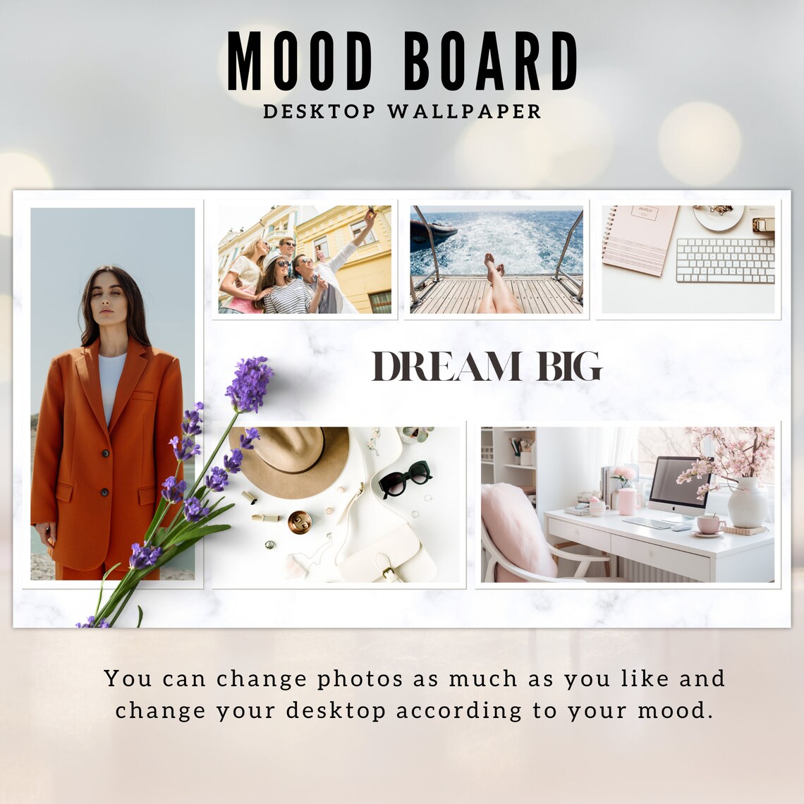 Vision Board Desktop Wallpaper, Canva Template, Moodboard Template - Etsy