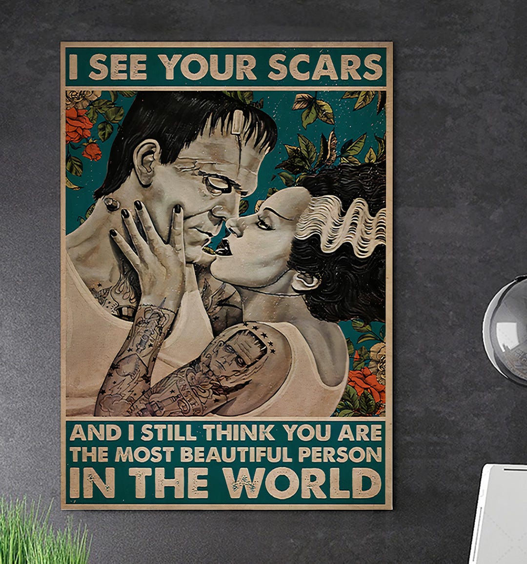 Gothic Romance Scanvas Wall Art, Frankenstein Monster Bride Quote Decor ...