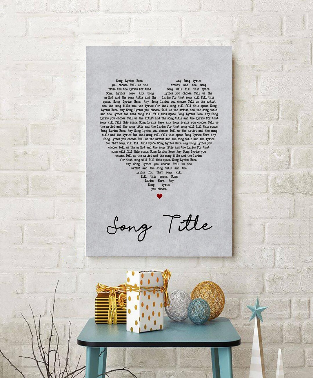 Personalized Song Lyrics Heart Canvas Print, Custom Wedding Anniversary ...