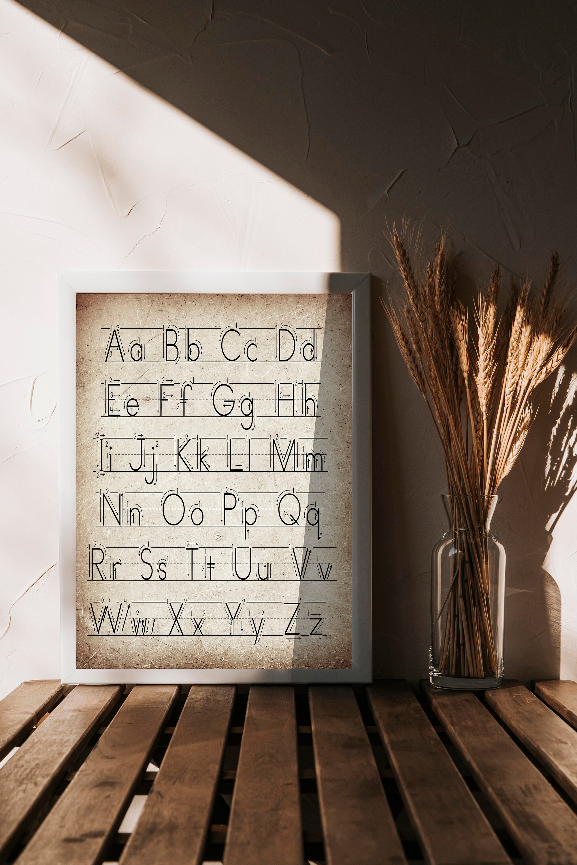 Vintage Alphabet Chart Poster SET, Classroom Wall Art, Alphabet Poster ...
