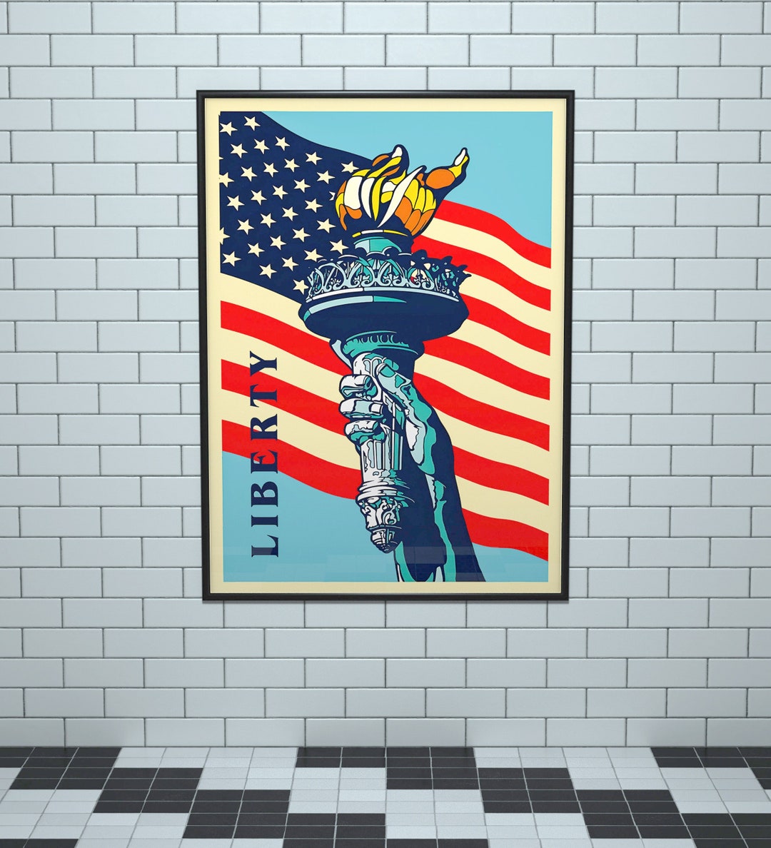 Statue of Liberty Poster, USA Flag Wall Art, New York City Decor ...