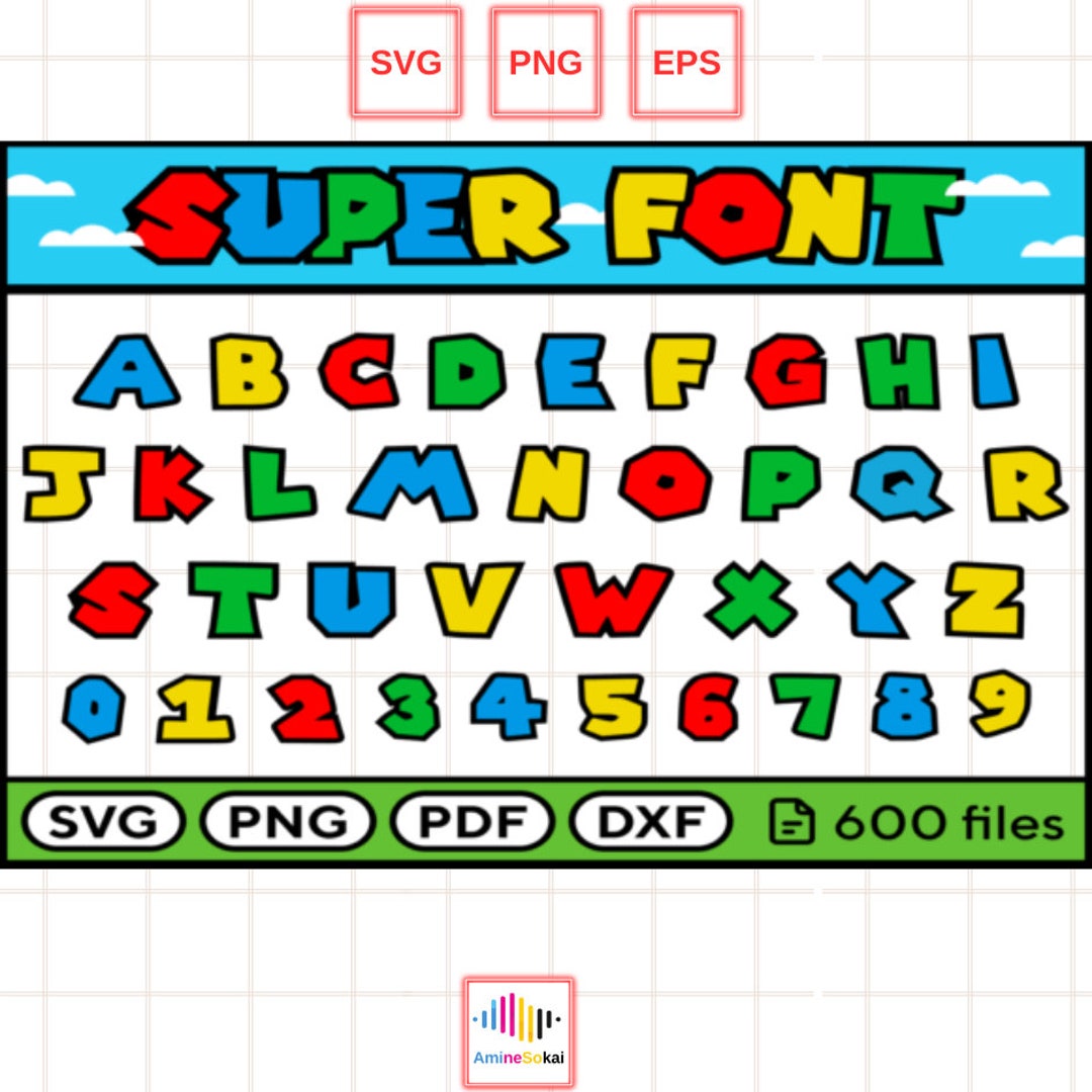 Super Mario Font, Mario Alphabet Svg, Super Mario Font Svg, Mario Font ...