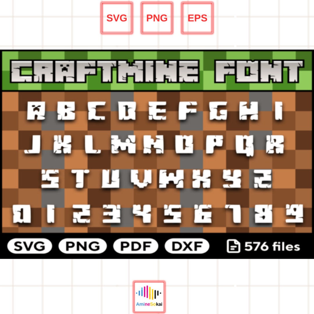 Minecraft Font Alphabet and Number PNG SVG Files Only Cricut SVG - Etsy