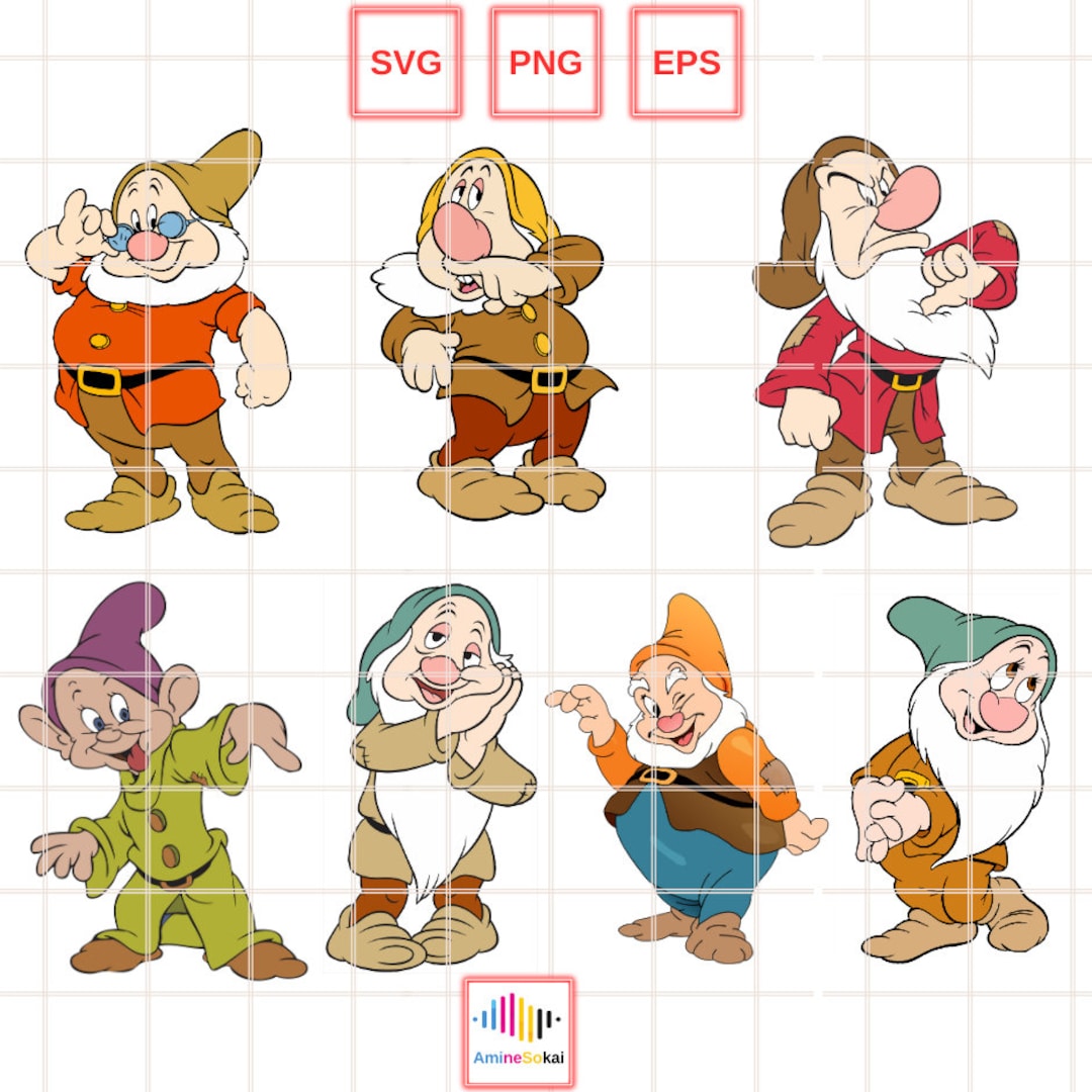 Dwarf SVG, Clipart, Digital File, Seven Dwarfs Svg, Seven Dwarfs Svg ...