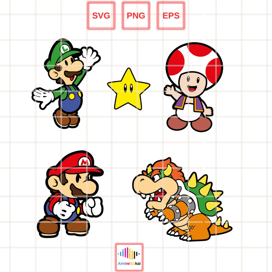 Mario SVG for Cricut, Super Mario SVG Cut File, Super Mario PNG, Luigi ...