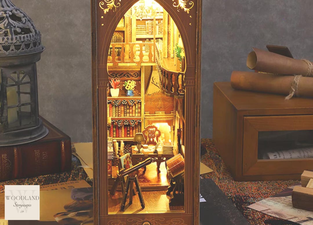 DIY Miniature Book Nook Shelf Insert Library of Books 3D Wooden Puzzle ...