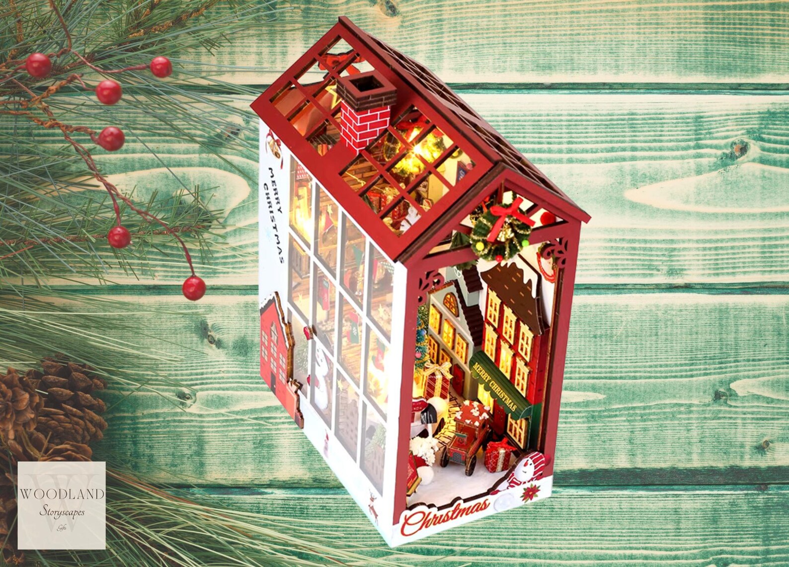 DIY Book Nook Kit Christmas Scenery – Festive Book Shelf Insert for ...