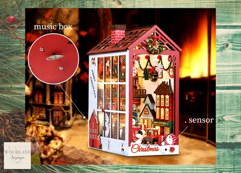 DIY Book Nook Kit Christmas Scenery – Festive Book Shelf Insert for ...