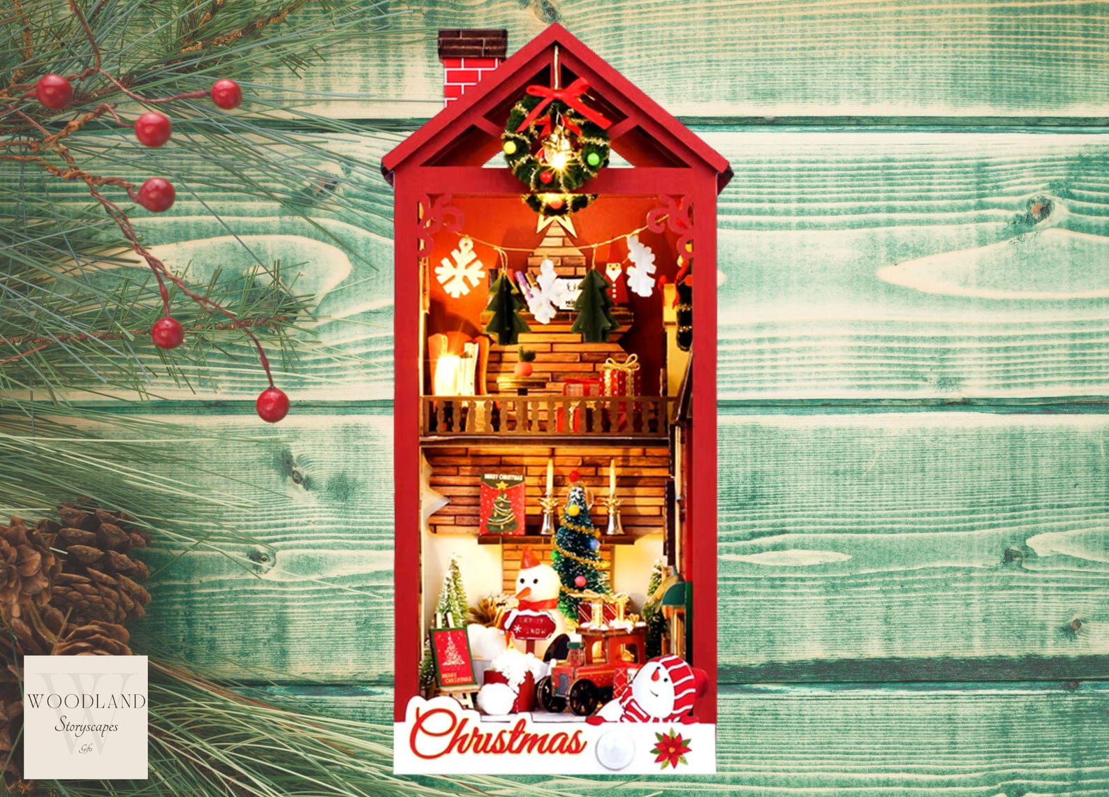 DIY Book Nook Kit Christmas Scenery – Festive Book Shelf Insert for ...