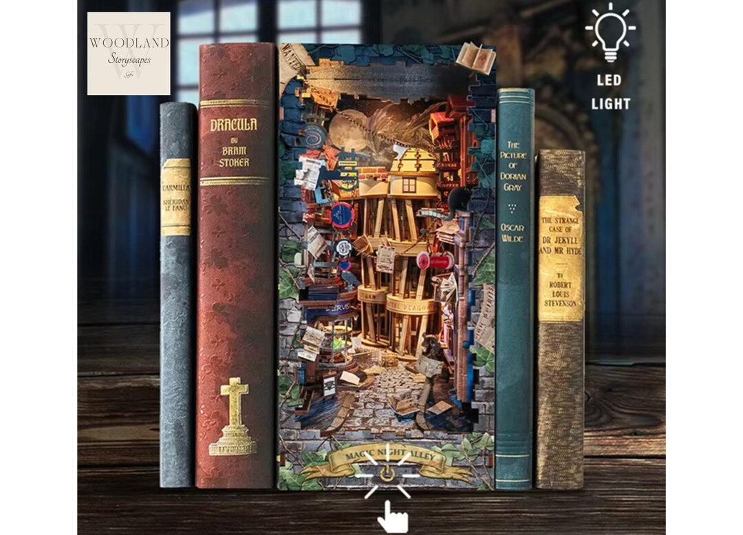 Magical Wizard Book Nook - DIY 3D Wooden Puzzle Bookend With Lights ...
