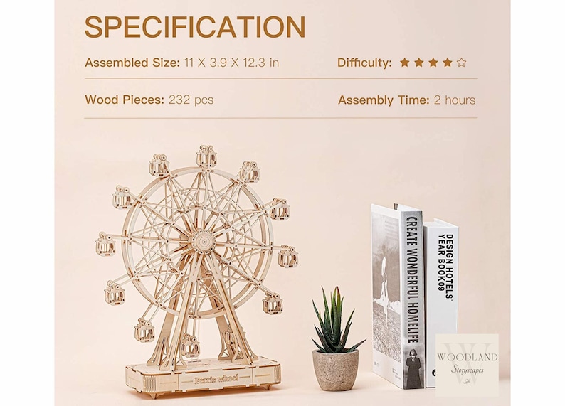 DIY Wooden Ferris Wheel Kit Music Model Kit 3D Wooden Puzzle | DIY ...