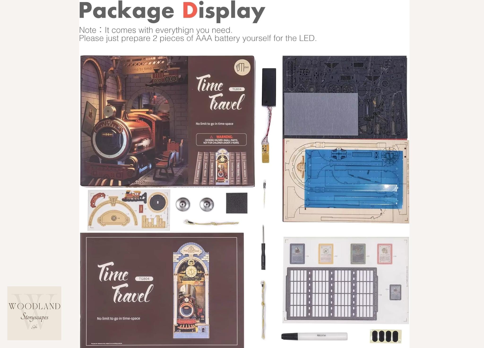 DIY Time Travel Train Book Nook Retro Train Bookshelf Diorama With LED ...