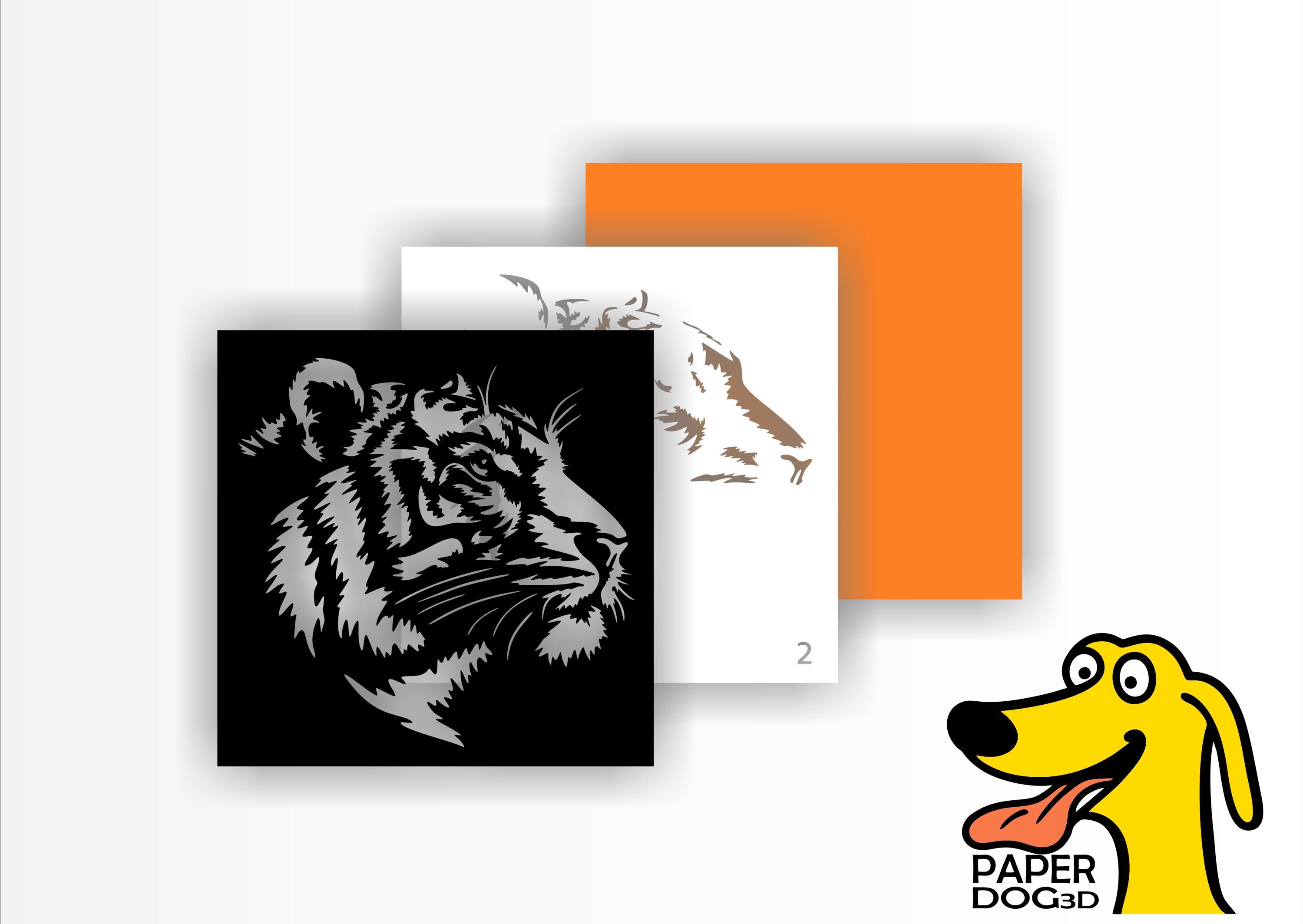Tiger 3D Layered SVG for Cardstock, Multilayer Papercut, Animal Shadow ...
