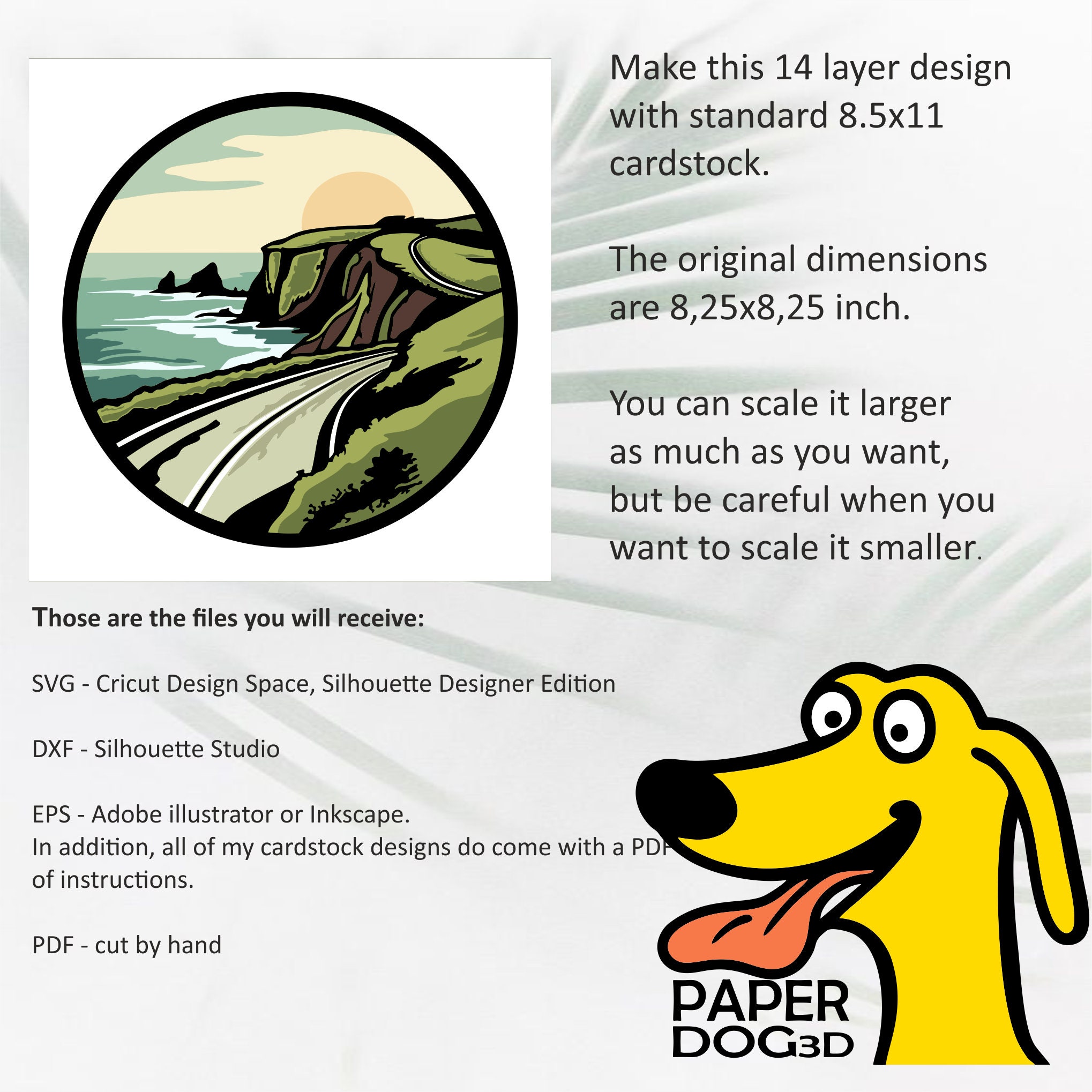 Road Landscape Shadow Box Template 3D Layered SVG for Cardstock ...