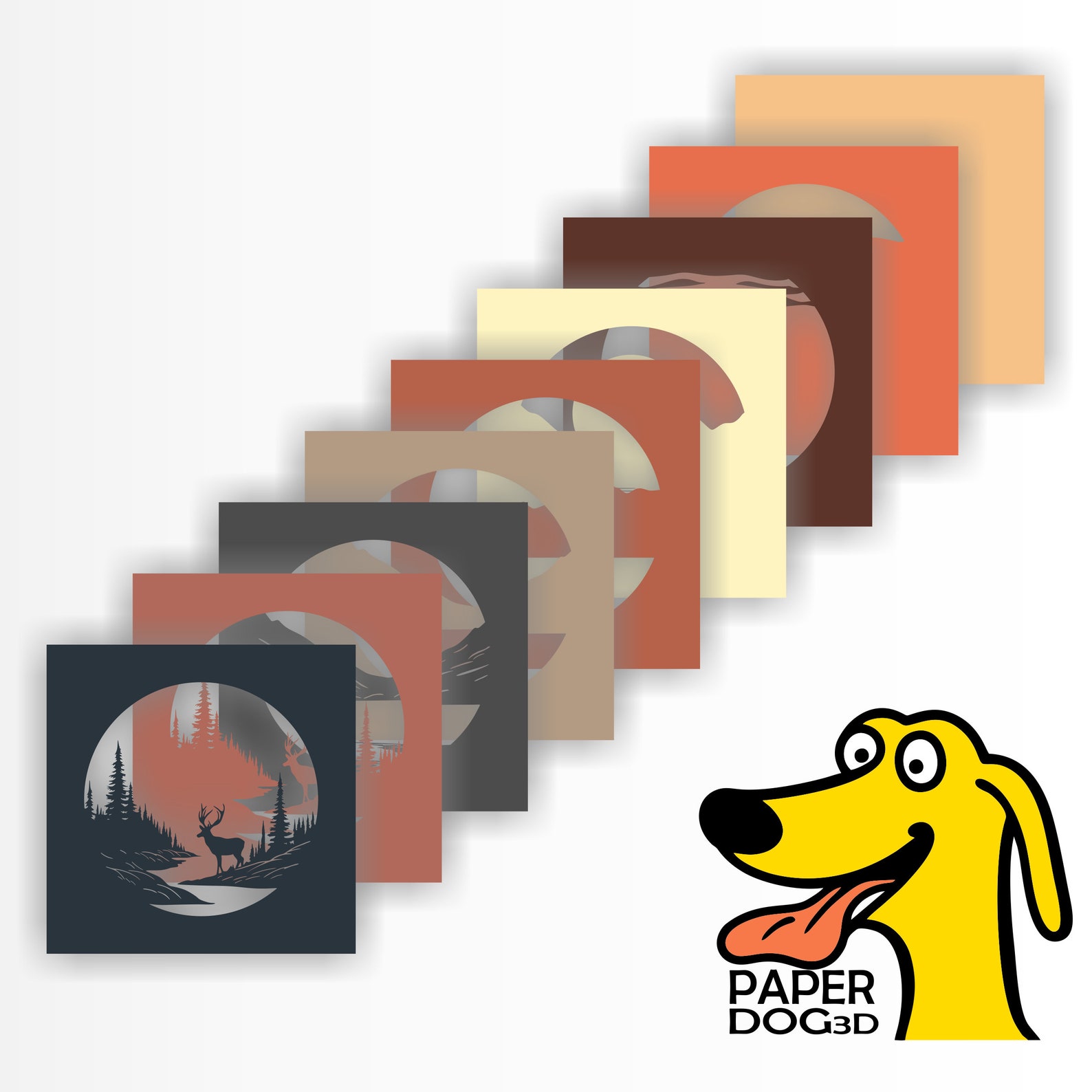 Mountains 3D Layered SVG for Cardstock, Multilayer Papercut, Shadow Box ...