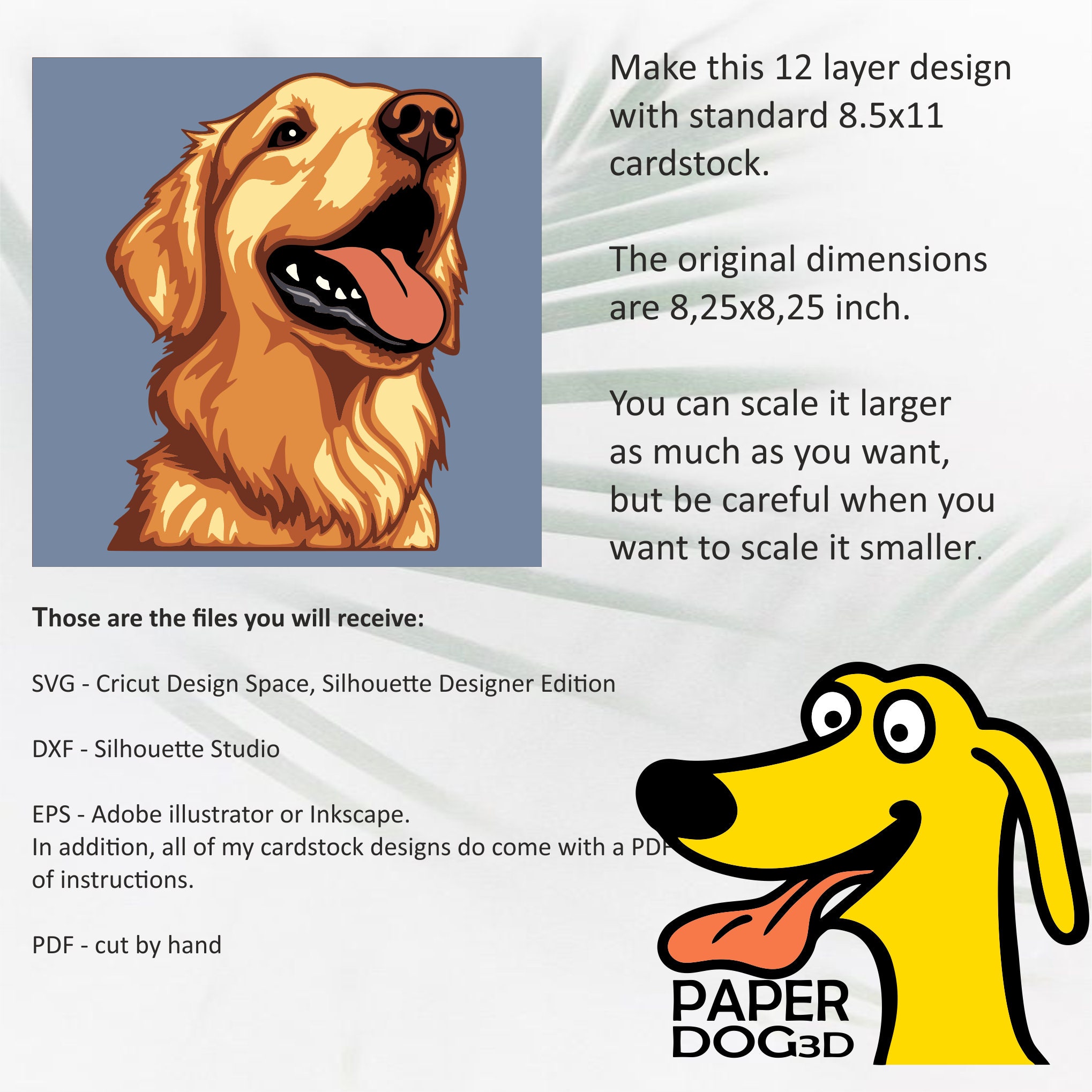 Golden Retriever 3D Layered SVG for Cardstock, Multilayer Papercut ...