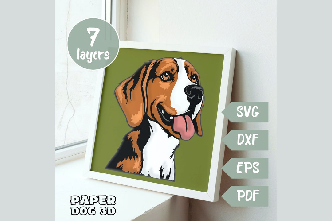 Beagle Dog SVG 3D Layered for Cardstock, Multilayer Papercut, Shadow ...