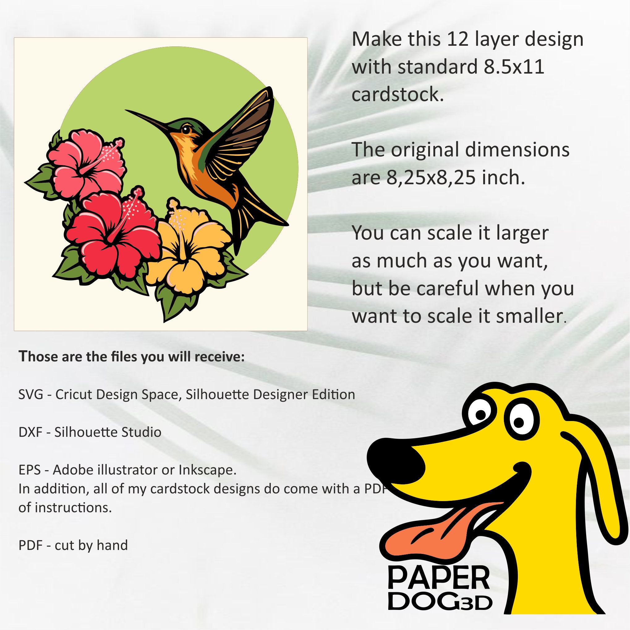 Hummingbird 3D Layered SVG for Cardstock, Shadow Box SVG Template ...