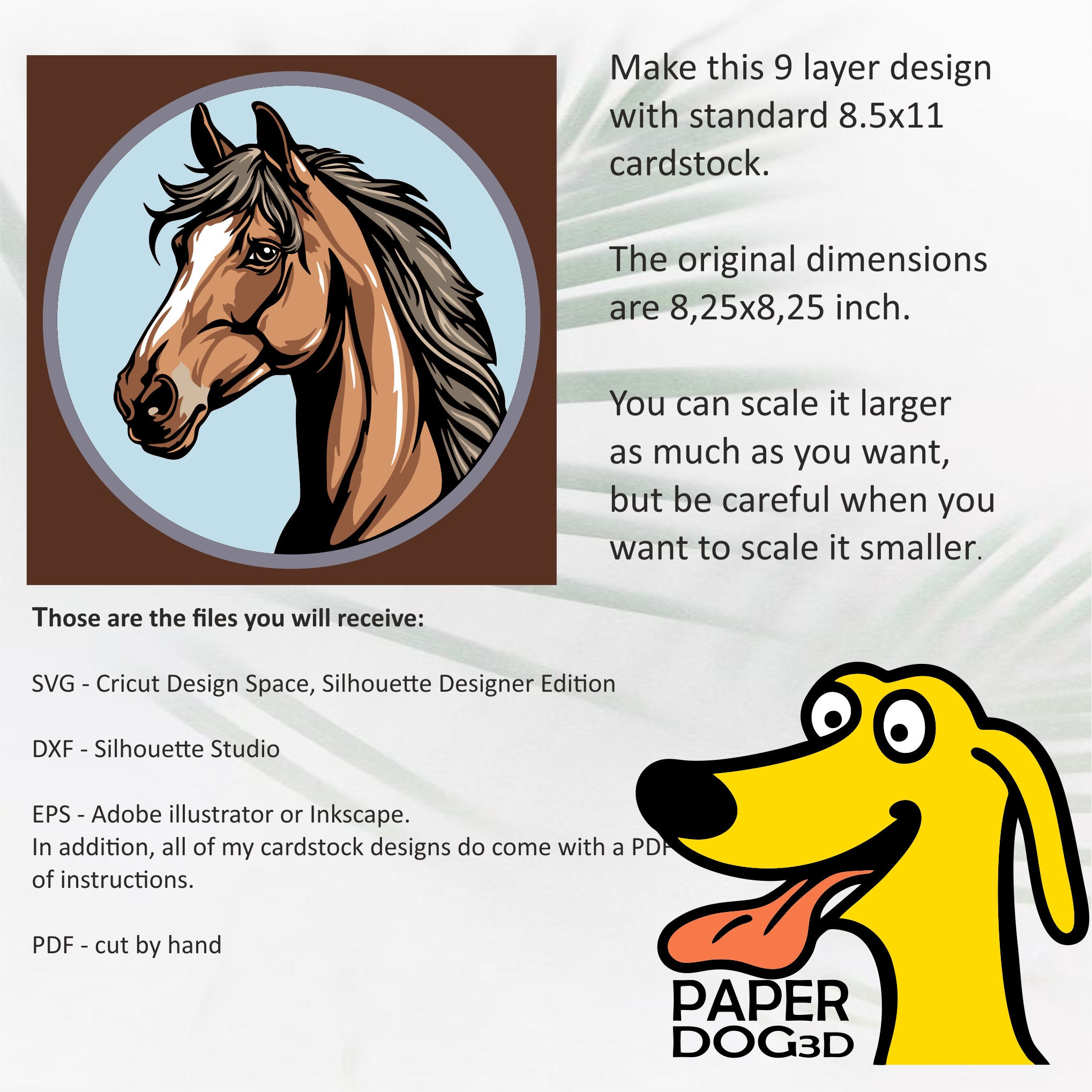 Horse Portrait 3D Layered SVG for Cardstock, Shadow Box, Multilayer ...