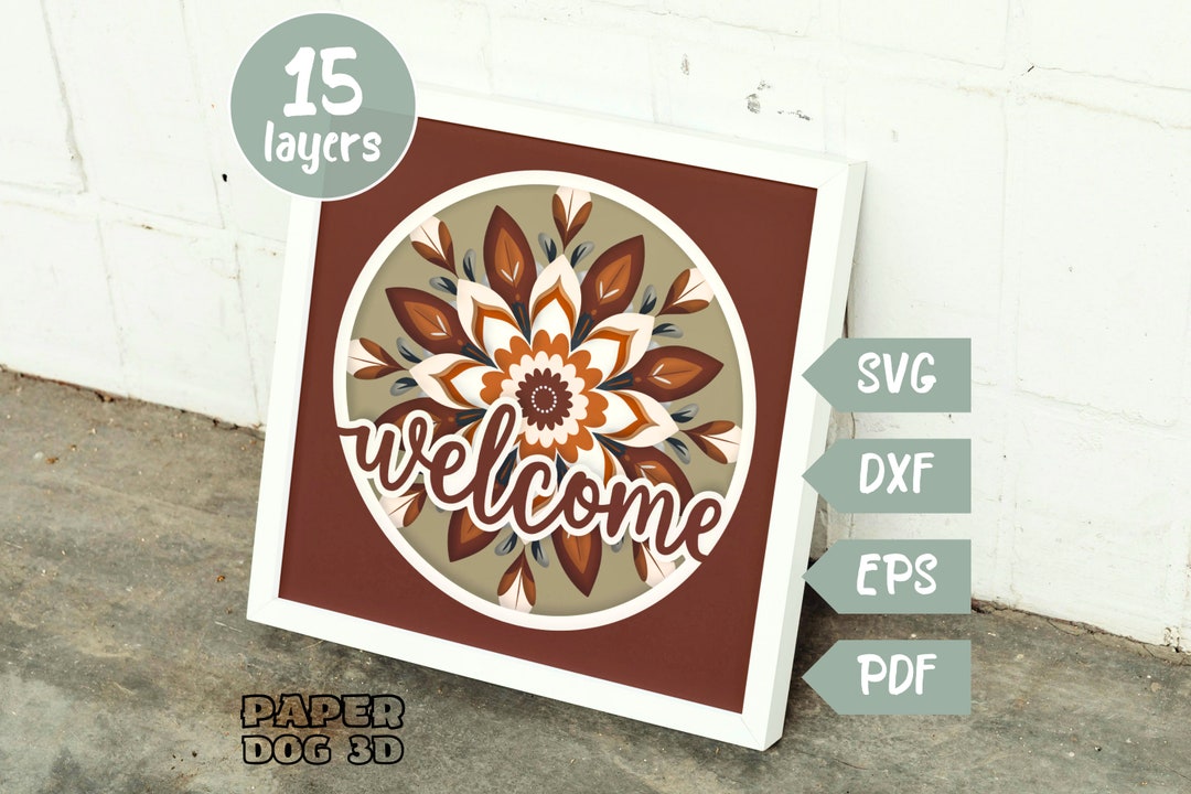 Welcome Shadow Box Template 3D Layered SVG for Cardstock, Multilayer ...