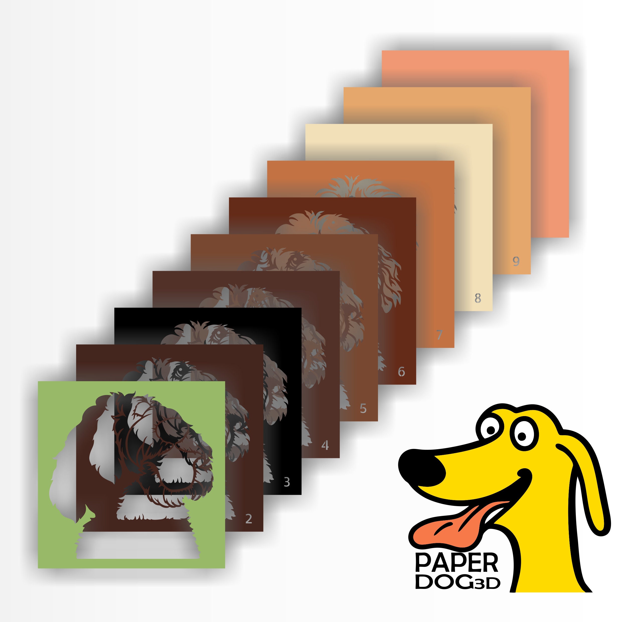 Goldendoodle SVG 3D Layered for Cardstock, Multilayer Papercut, Shadow ...