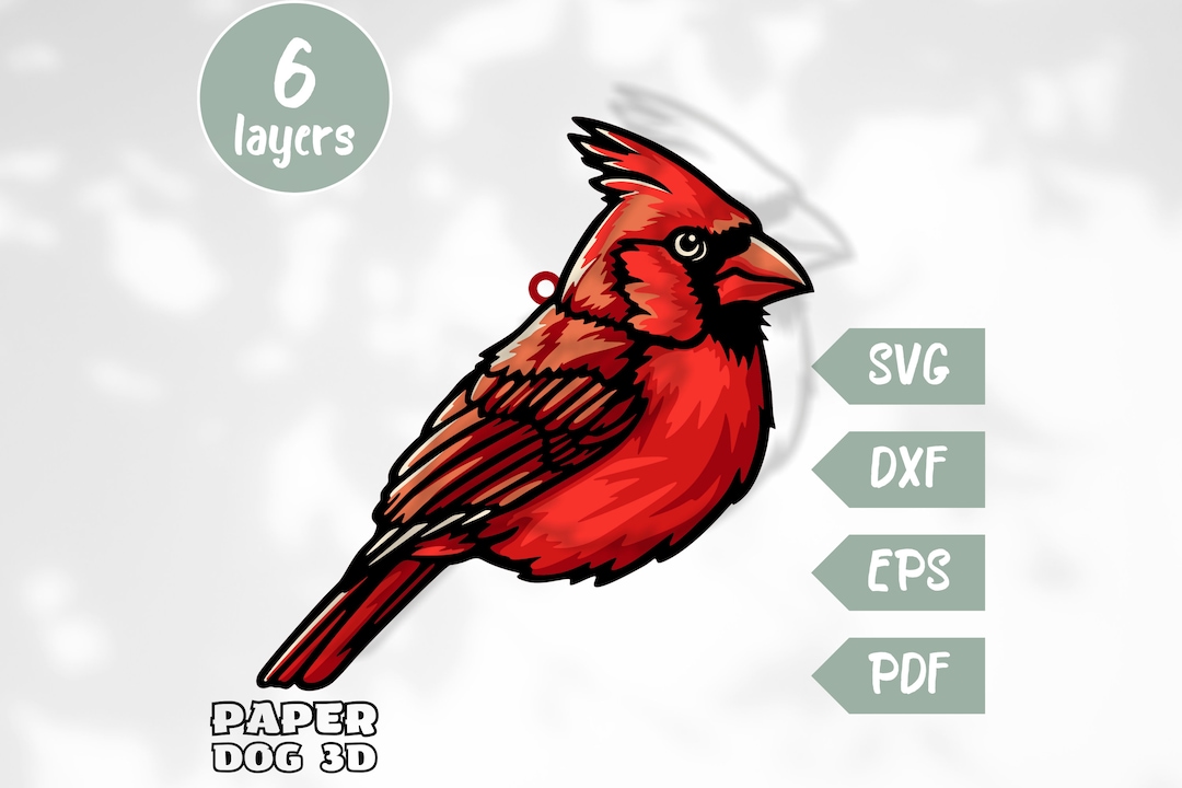 Cardinal 3D Layered SVG for Cardstock, Papercut, Bird Multilayer Shadow ...