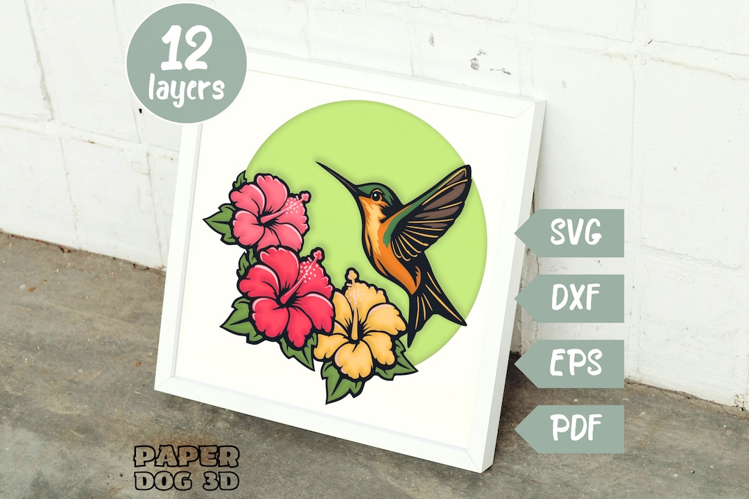 Hummingbird 3D Layered SVG for Cardstock, Shadow Box SVG Template ...