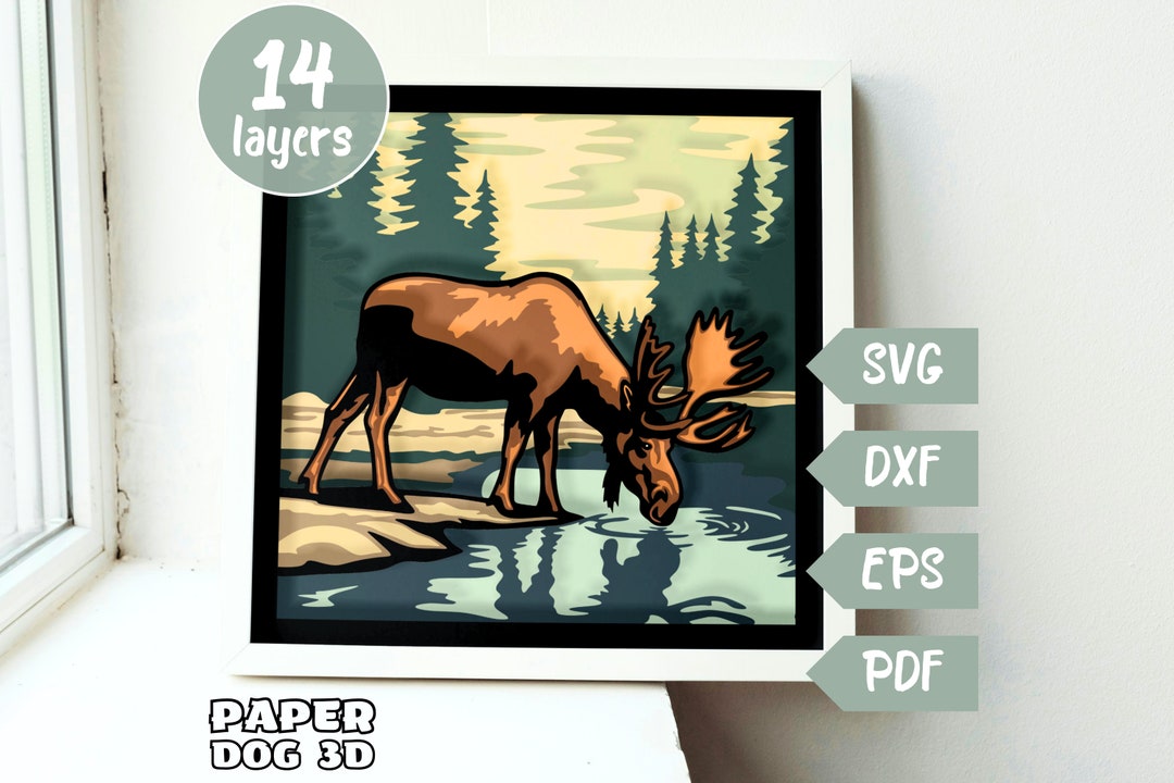 Moose 3D Layered SVG for Cardstock, Multilayer Papercut, Shadow Box ...