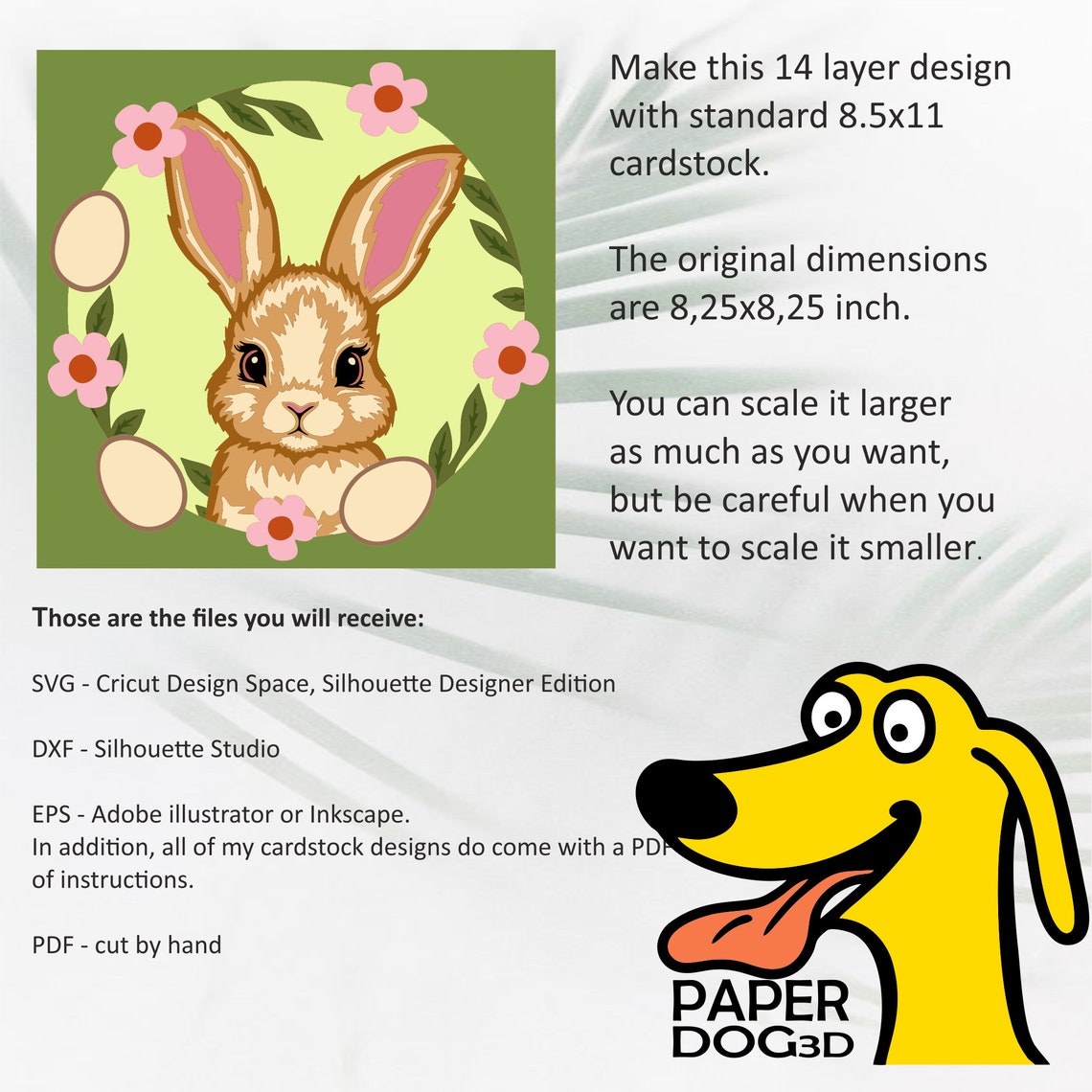 Easter Bunny Shadow Box SVG Template, 3D Layered SVG for Cardstock ...