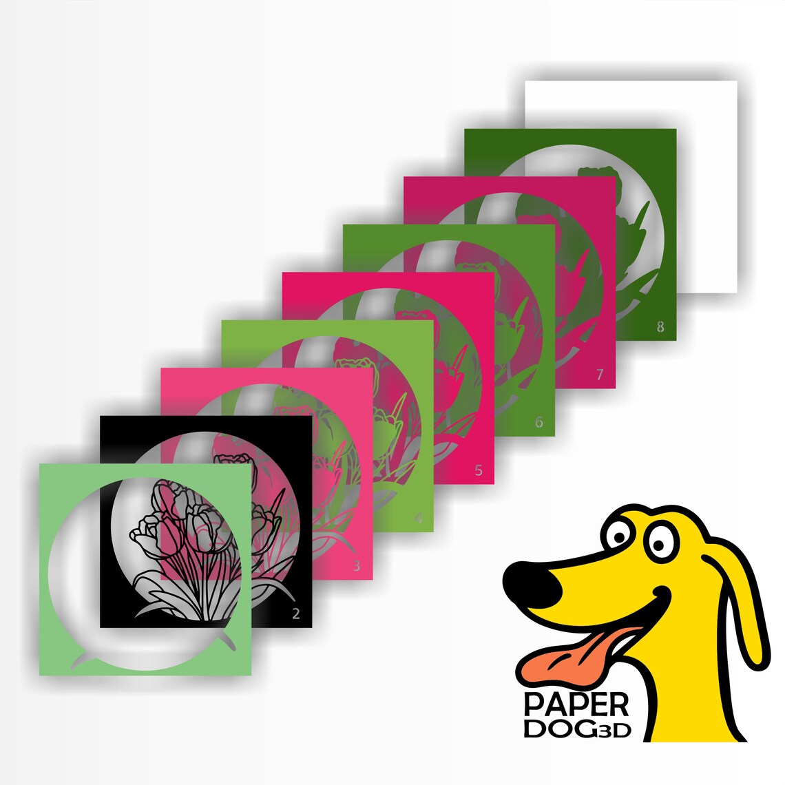 Tulip Shadow Box Template 3D Layered SVG for Cardstock, Multilayer ...