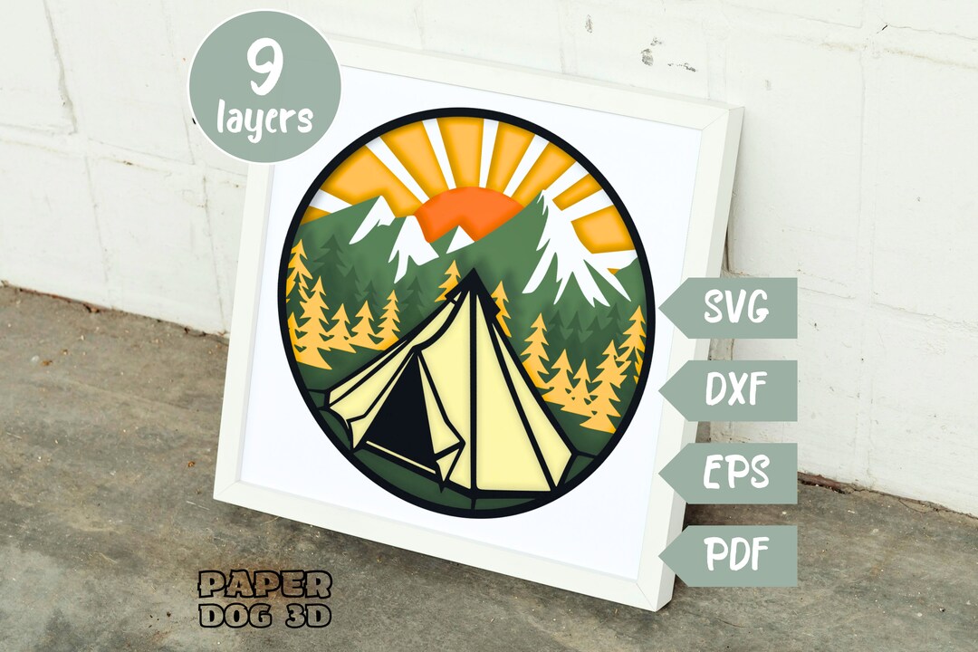 Сamping Shadow Box Template 3D Layered SVG for Cardstock, Multilayer ...