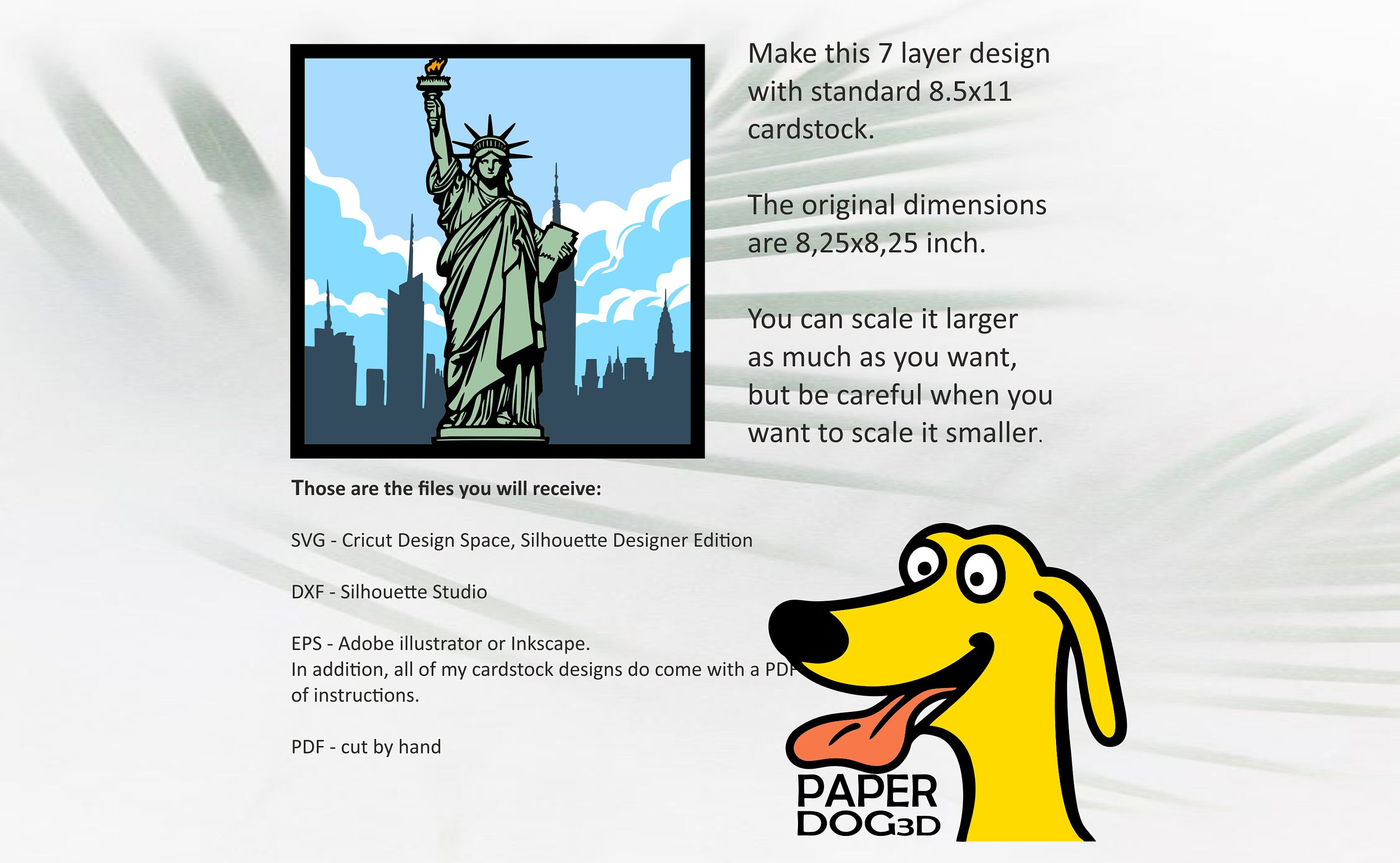 Statue of Liberty Shadow Box Template 3D Layered SVG for Cardstock, New ...